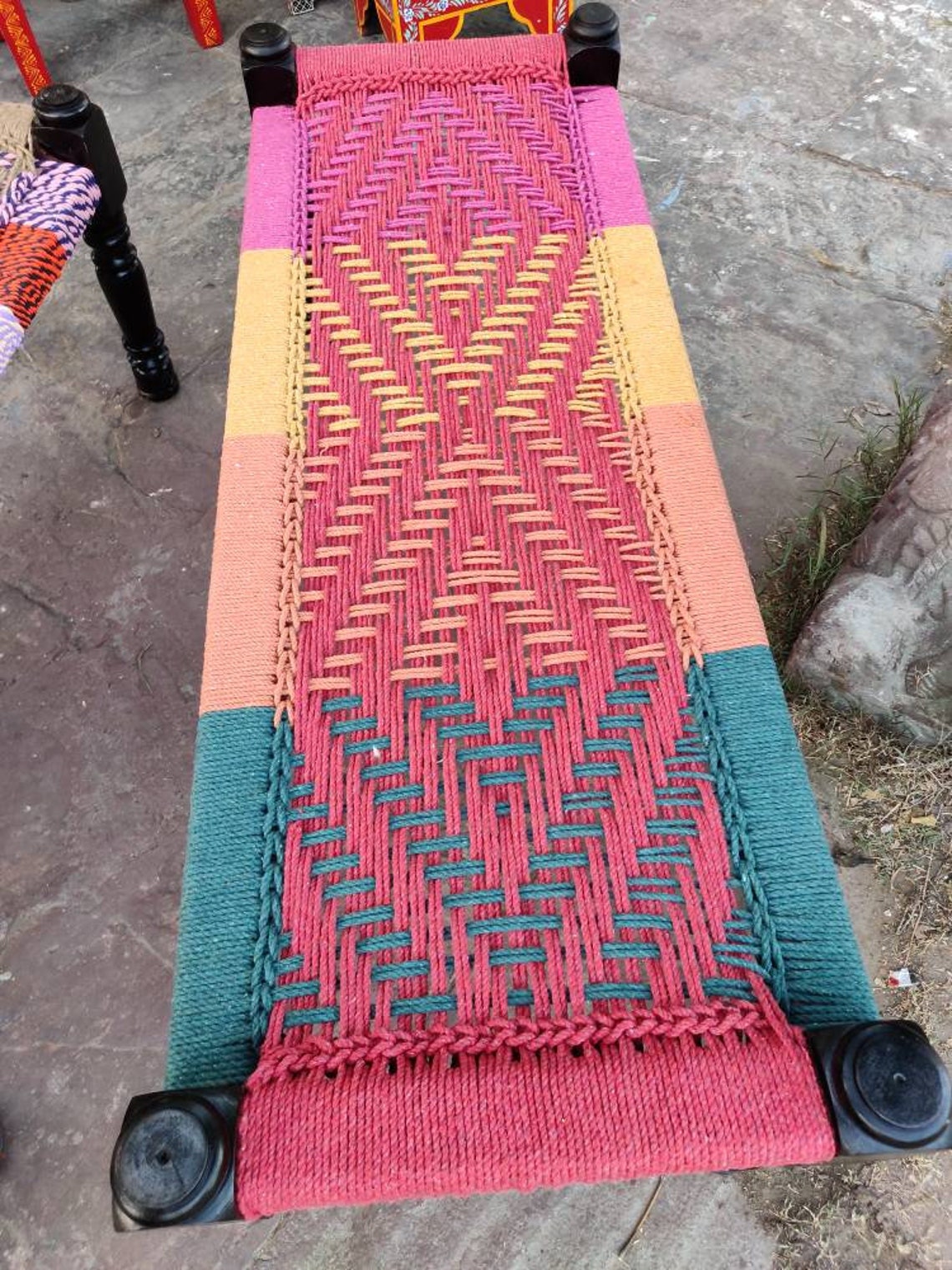 Handmade Wooden Woven Rope Charpai / Day Bed /cotton Rope - Etsy