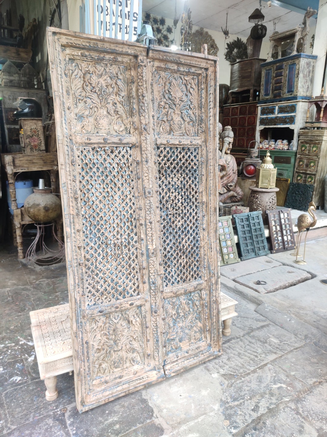 Ethnic Vintage Carved Wood & Distressed Door/ Handcarved Door/window ...