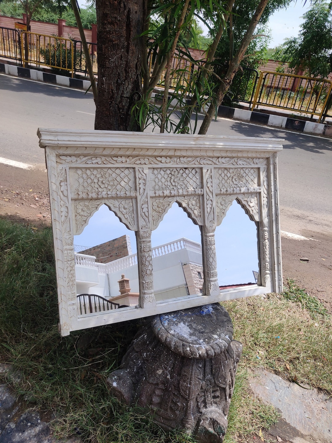 Ethnic Vintage Style Carved Triple Arch Mirror Frame/handmade Mirror ...