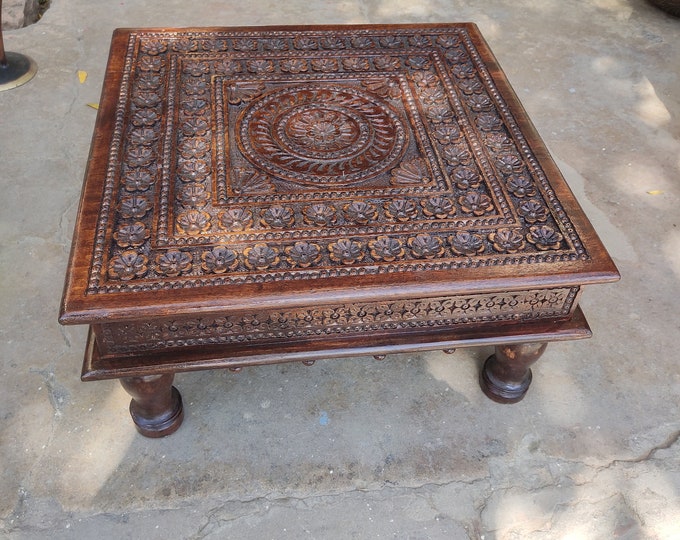 Wooden Vintage Style Handcarved Indian Chowki/home Decor Table/indian ...