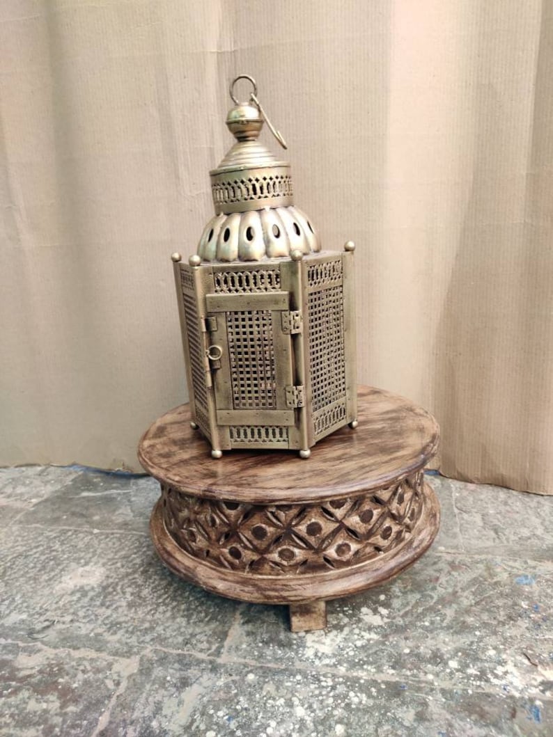 Carved Indian Round Table With Wooden Top,carved Chakki Table,coffee ...