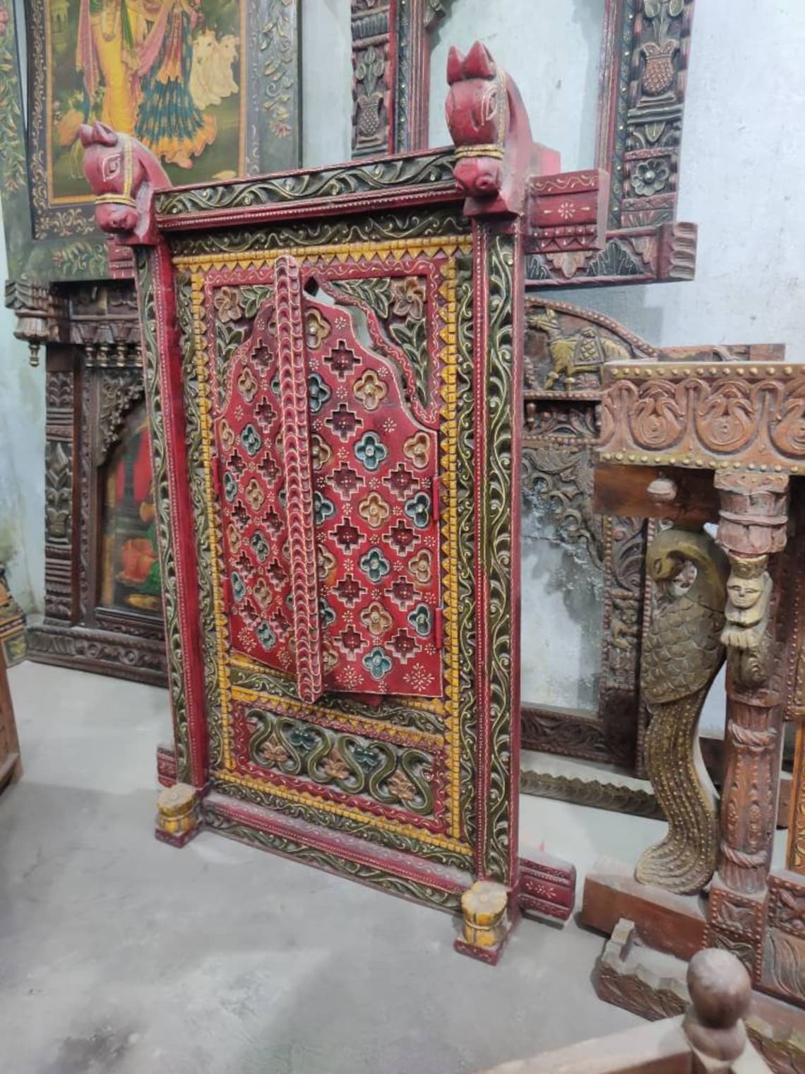 Vintage Painted Window/carved Window/antique Window/wall Decor - Etsy