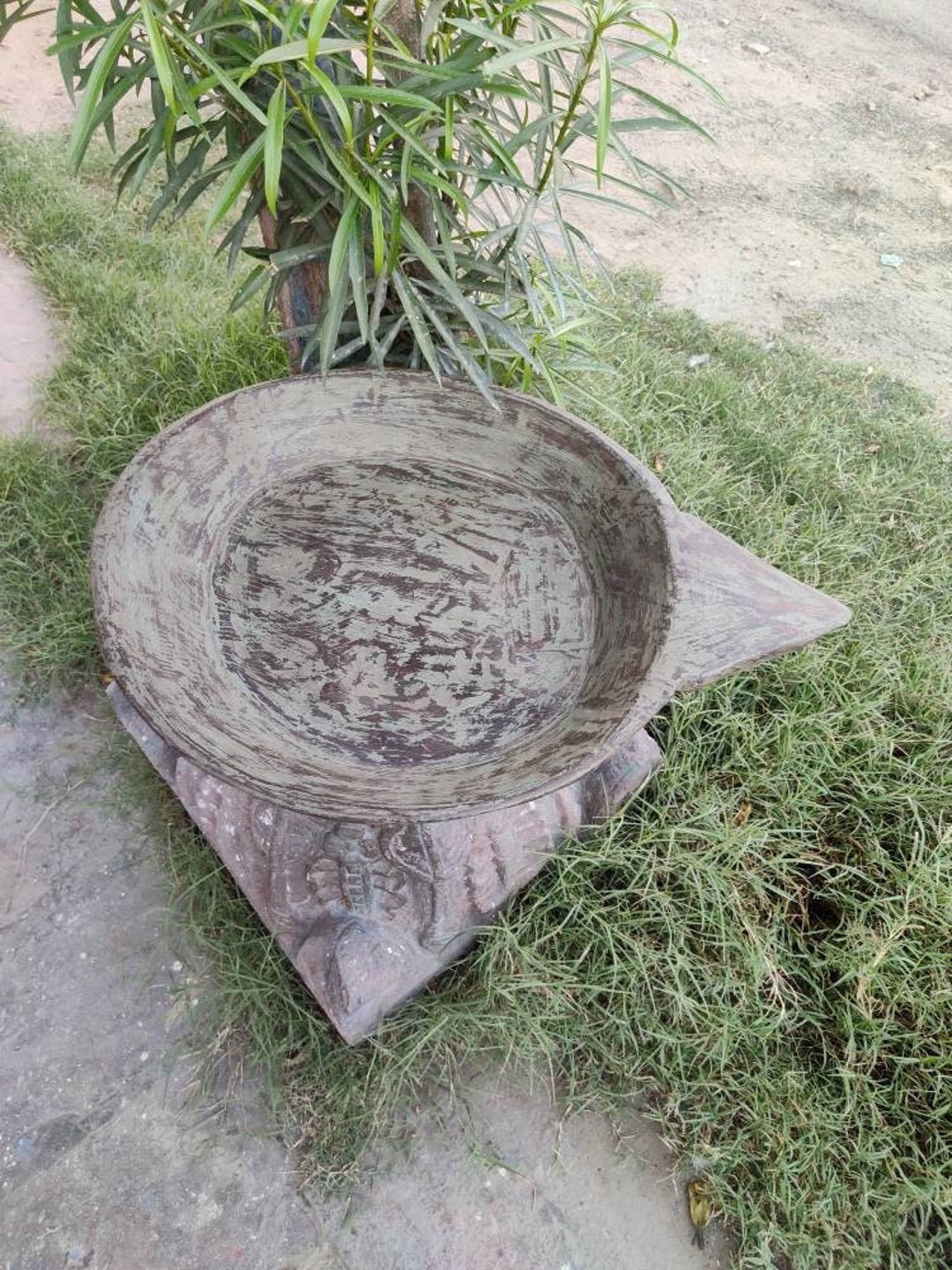 Wooden Indian Chapati Bowl, Engraved Distressed Finished Chapati Plate ...