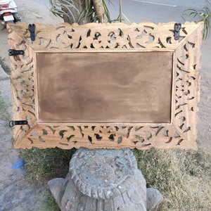 Wooden Carved & Distressed Gray Finished Mirror Frame Wall - Etsy