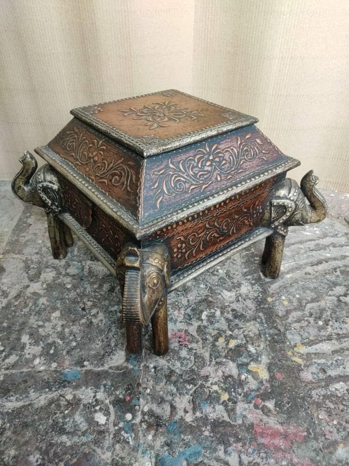 Elephant Design Wooden Painted Box/wood Elephant Box/ Home - Etsy