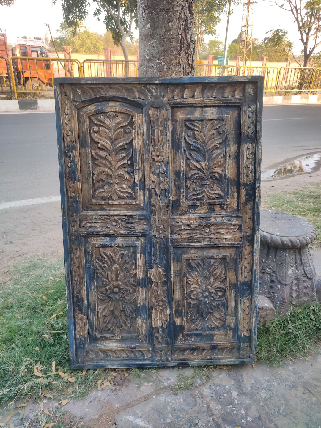 Vintage Solid Wood Carved Work Window Panel/handcarved Window Panel ...