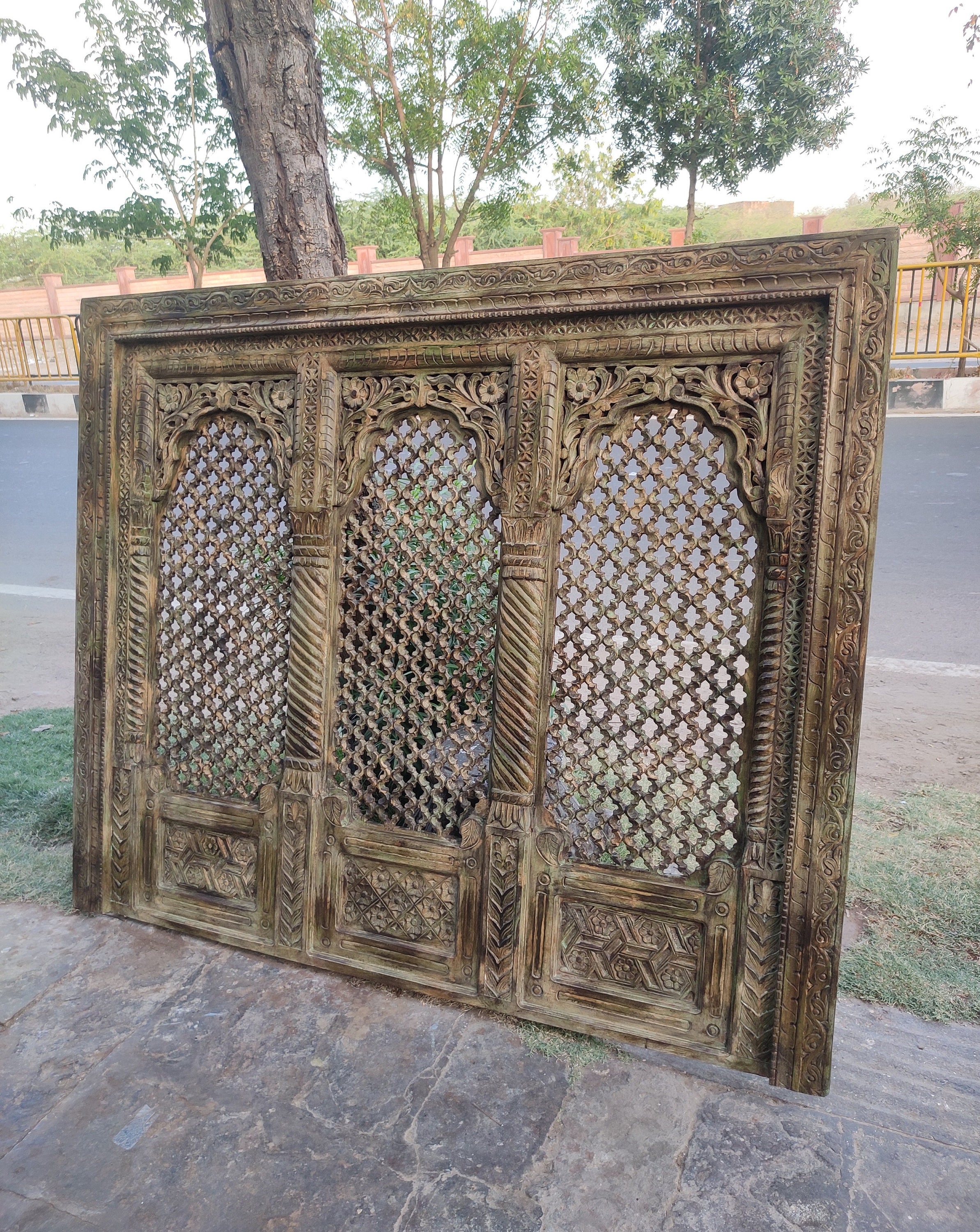 Distressed Mango Wood Carved Wall Panel, Indian Jali Decor - Etsy
