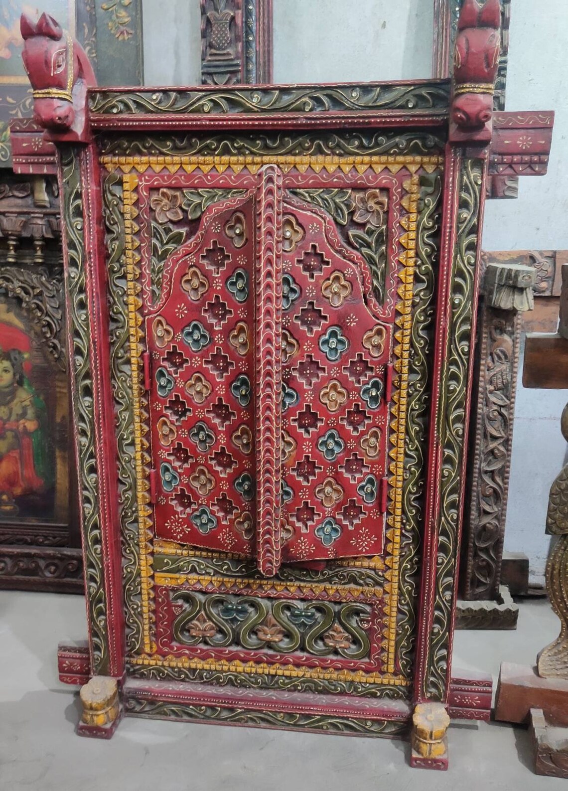 Vintage Painted Window/carved Window/antique Window/wall Decor - Etsy