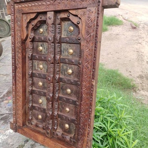 Antique Vintage Style Handcarved Wood & Brass Work Window/handmade ...