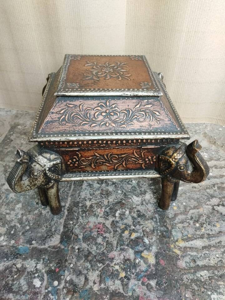 Elephant Design Wooden Painted Box/wood Elephant Box/ Home - Etsy