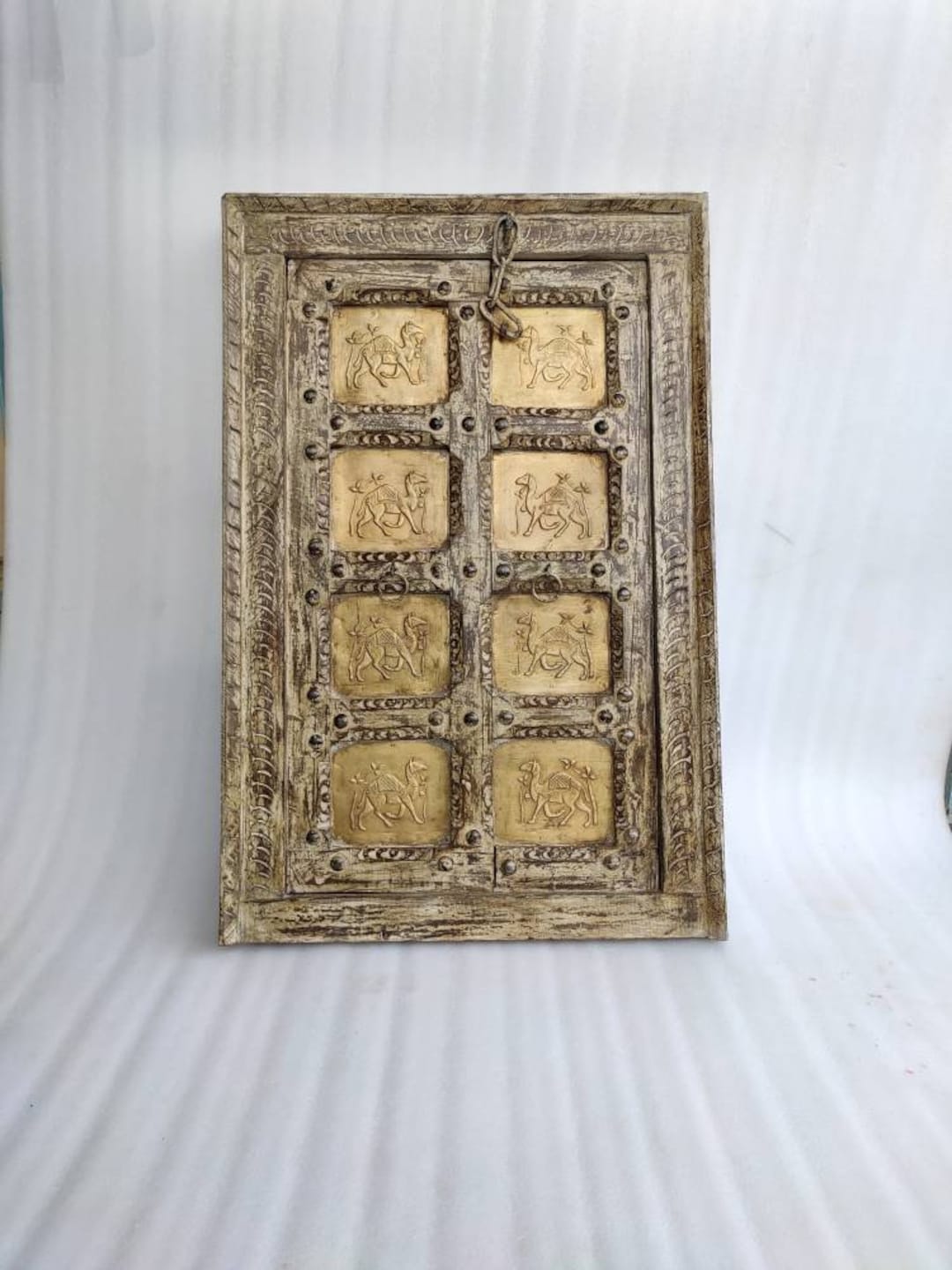 Vintage Carved Wood & Brass Work Window/ Handmade Window/window Frame ...