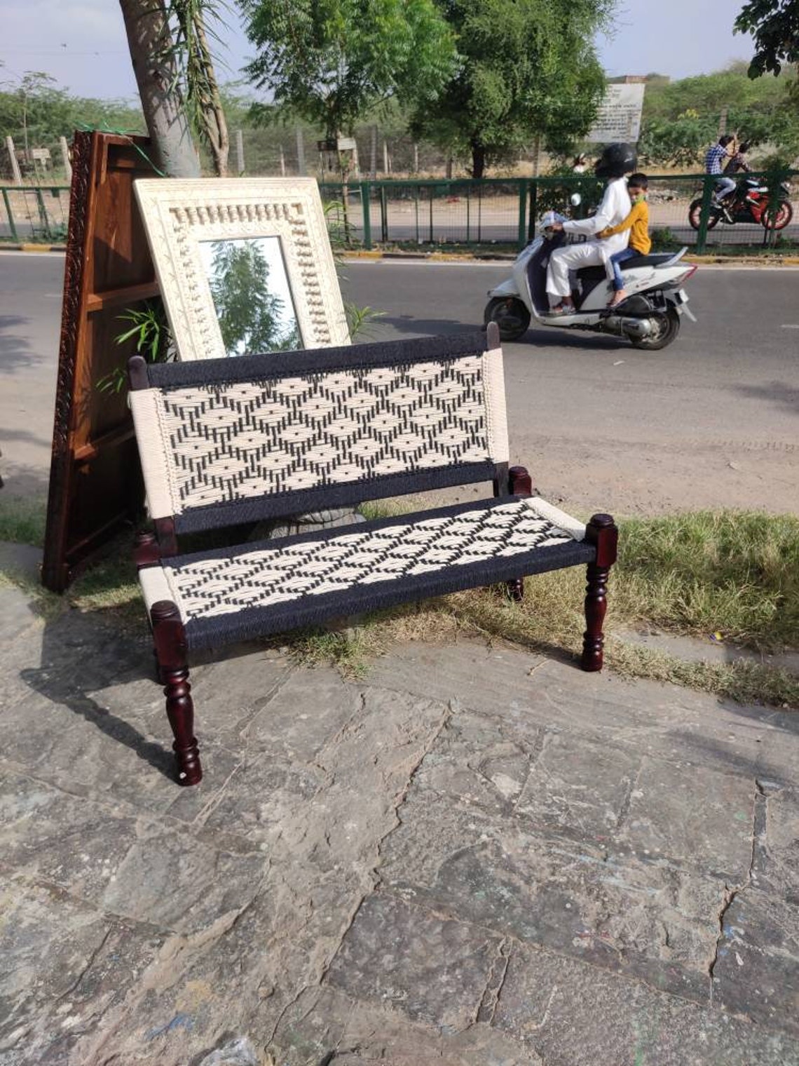 Handmade Wooden Woven Rope Charpai Bed With Back/day Bed | Etsy