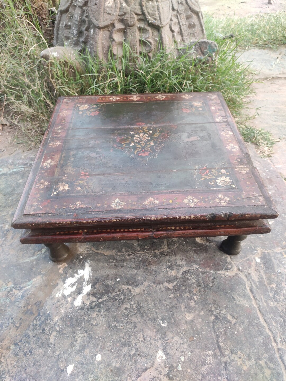 Wooden Vintage Handmade Indian Chowki/home Decor Table/indian Table/wooden Handmade Bajot ...
