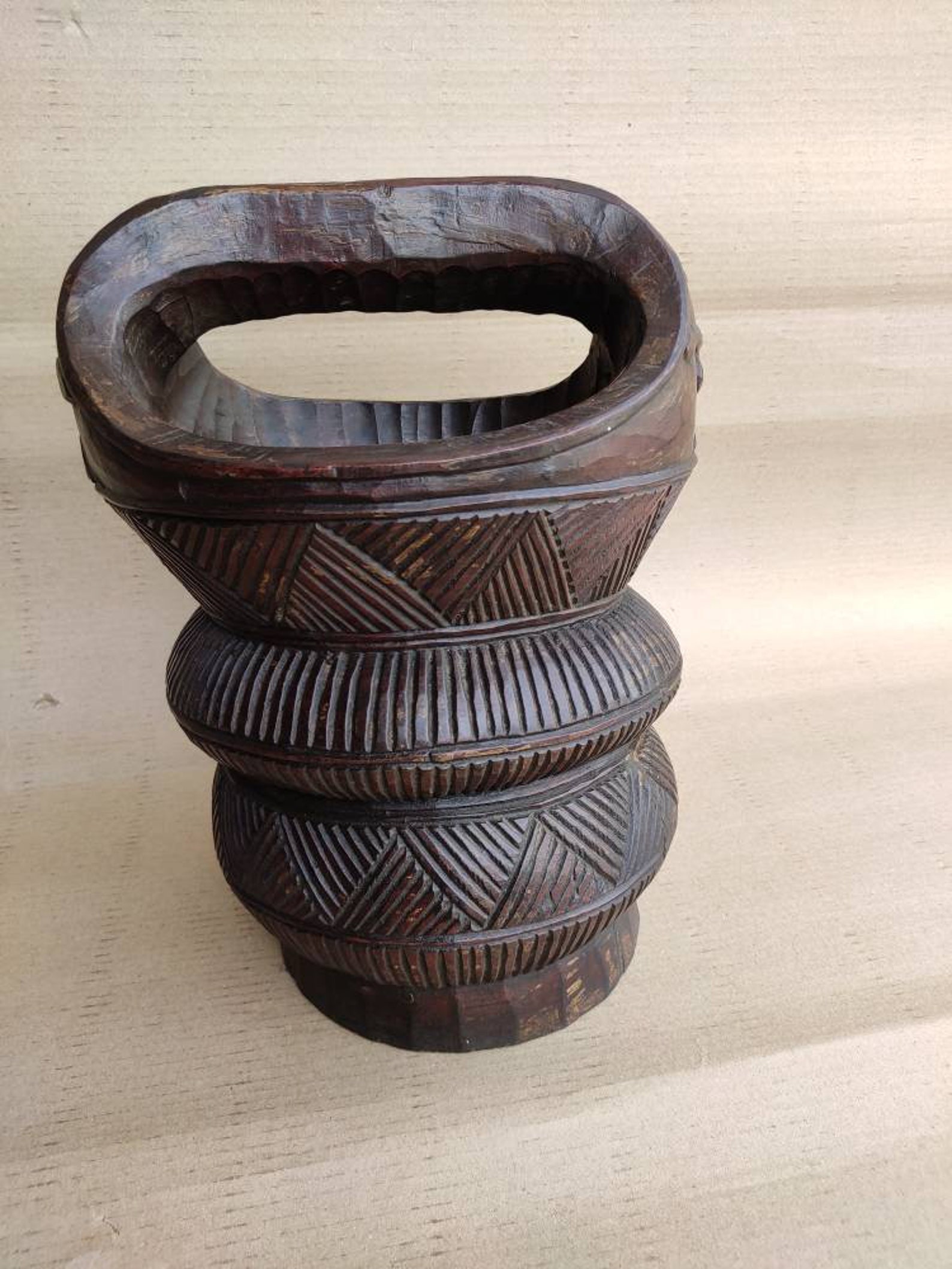 Tribal single wood carved Kamandal hindu ascetics or yogis | Etsy