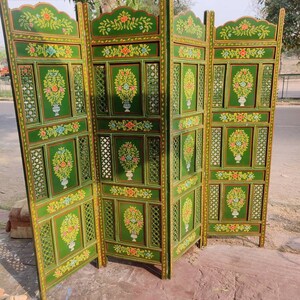 Ethnic Vintage Style Carved & Painted Partition/handpainted Partition ...