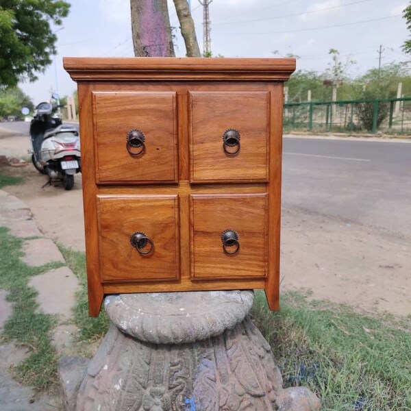 Wood and Metal Bedside Table - Etsy