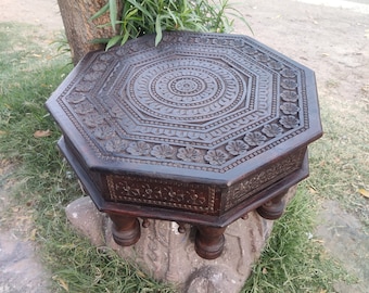 Wooden Vintage Style Handcarved Indian Chowki/home Decor Table/indian ...