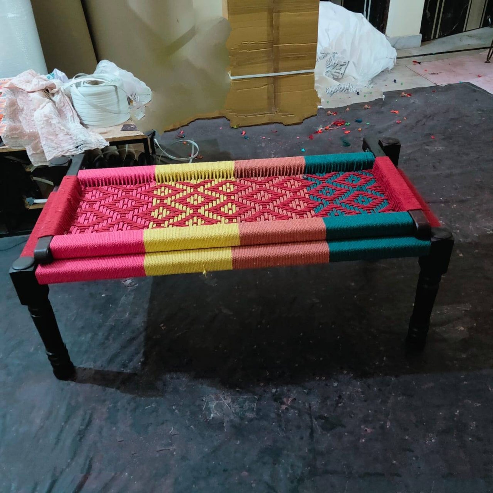 Handmade Wooden Woven Rope Charpai Bed With Back/day Bed - Etsy