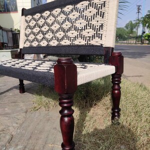 Handmade Wooden Woven Rope Charpai Bed With Back/day Bed Cotton Rope ...