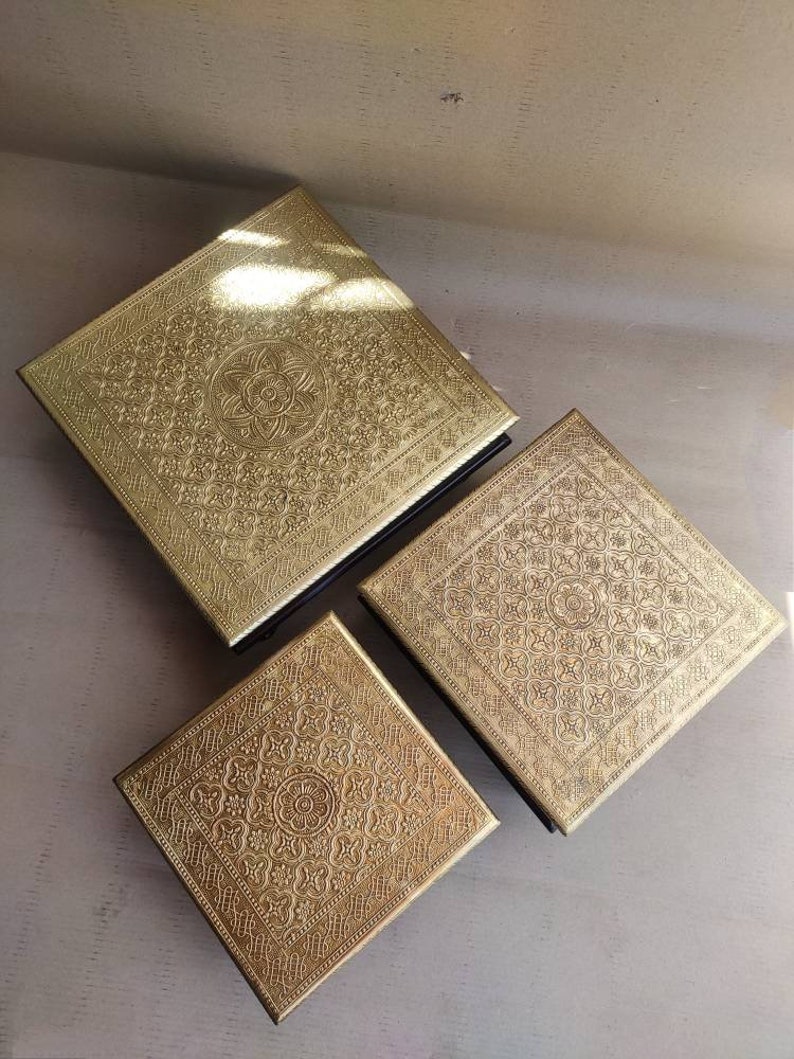 Wooden and Brass Handmade Indian Chowki/wooden Indian Bajot / - Etsy