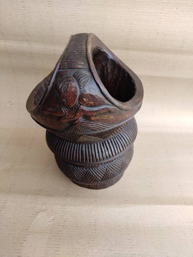 Tribal single wood carved Kamandal hindu ascetics or yogis | Etsy