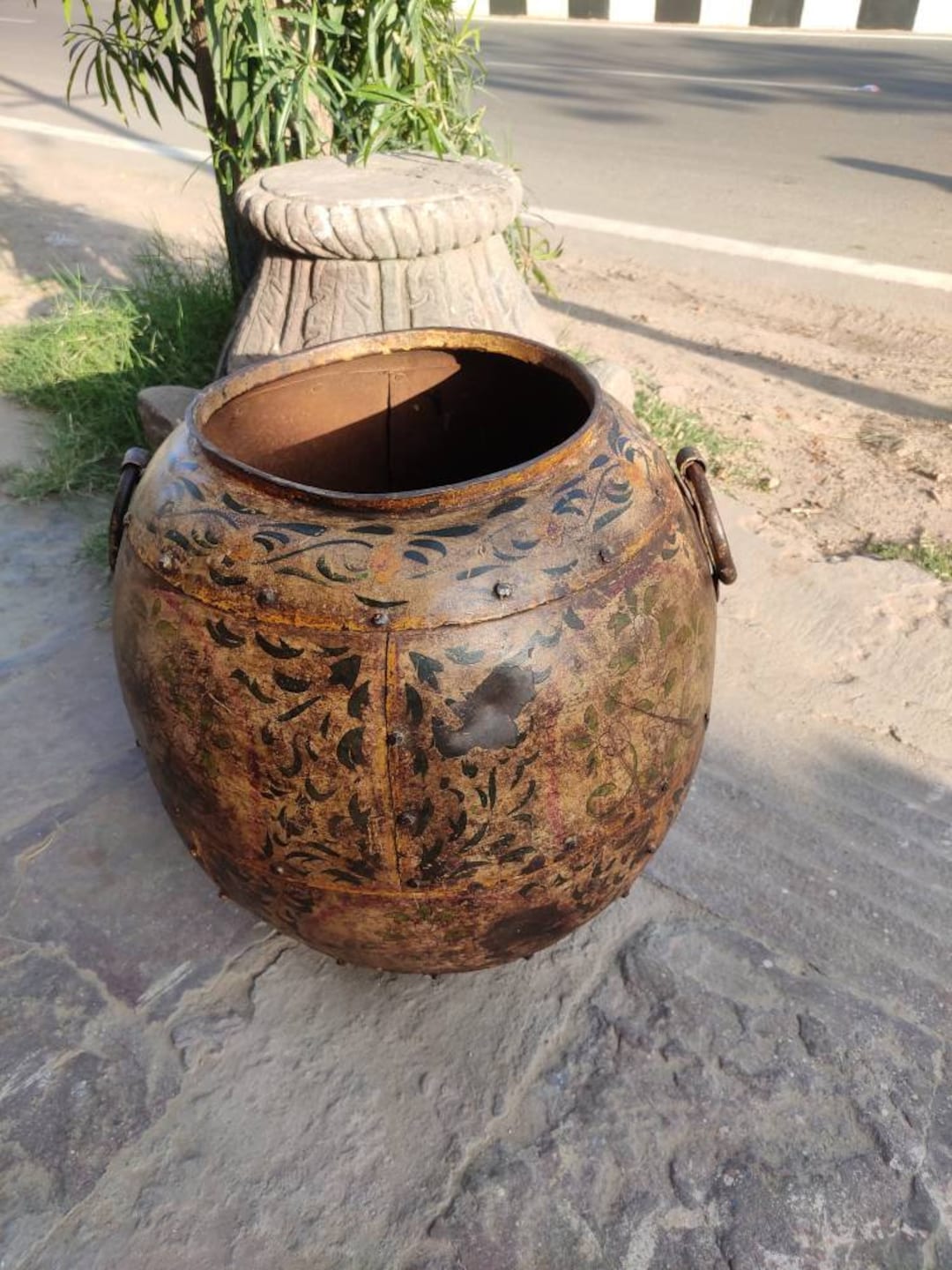 Handpainted Metal Pot/flowers Pot/home Decor Article/table Decoration ...