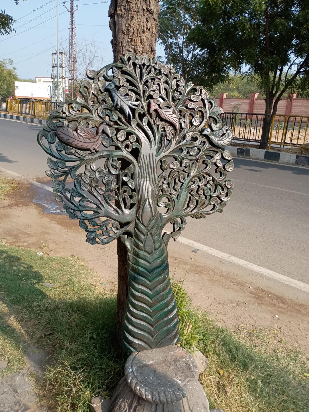 Solid Wood Carved Tree Wall Panel/wall Decor Panel/indian Carved Wall ...