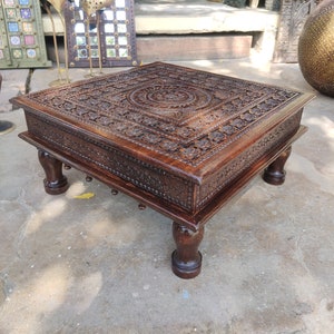 Wooden Vintage Style Handcarved Indian Chowki/home Decor Table/indian ...