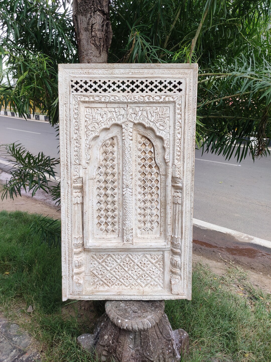 Ethnic Vintage Style Carved Wood & Brass Work Window/handmade Window ...