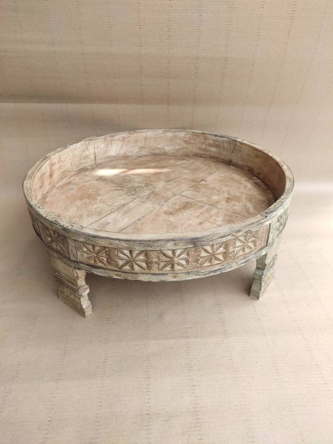 Indian Carved Chakki table recycled Furniture Coffee Table | Etsy