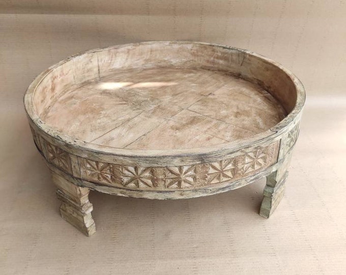 Indian Carved Chakki Table, Recycled Furniture, Coffee Table, Vintage ...