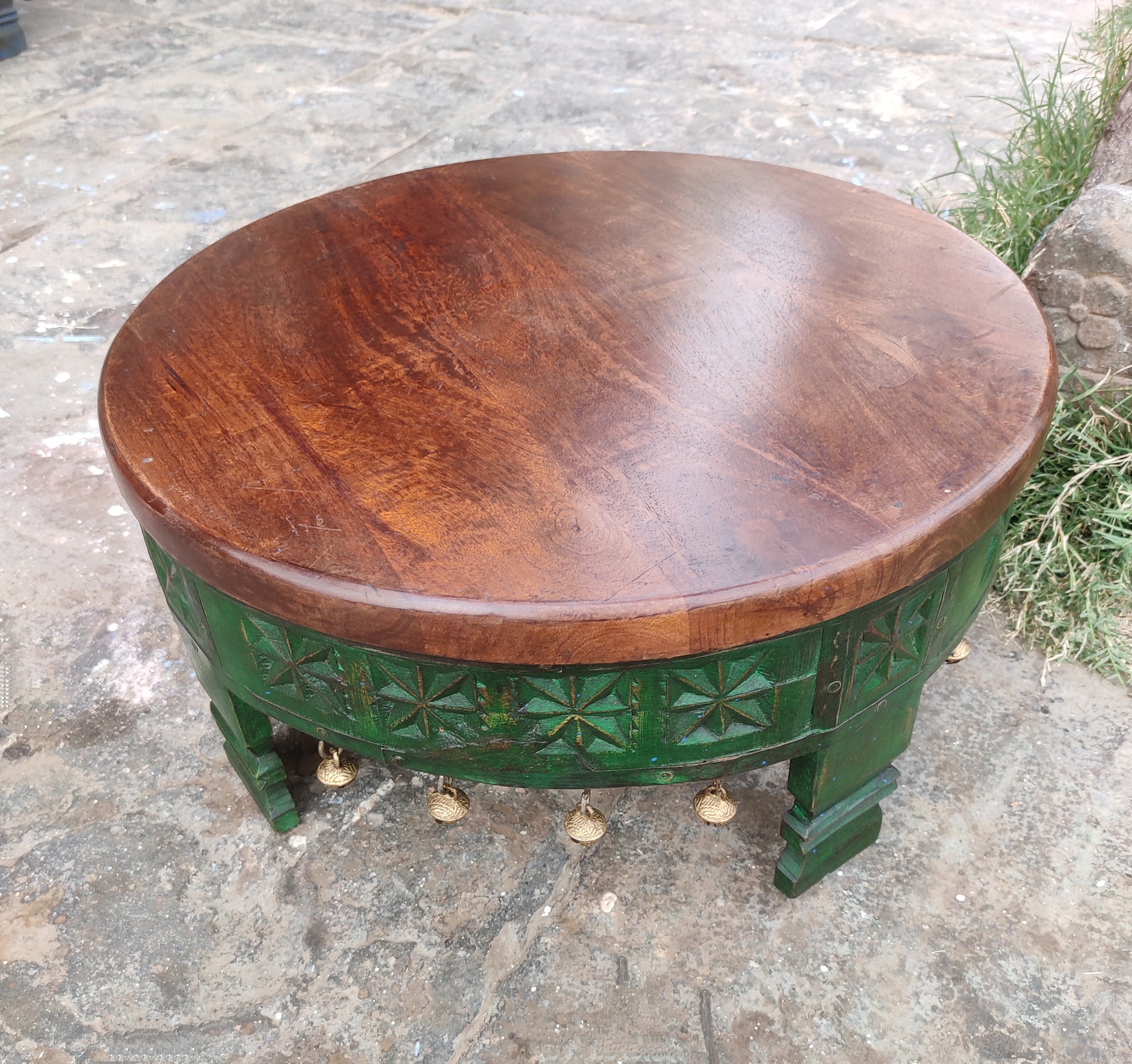 Indian Carved Chakki Coffee Table, Vintage Wood Grinder Table - Etsy