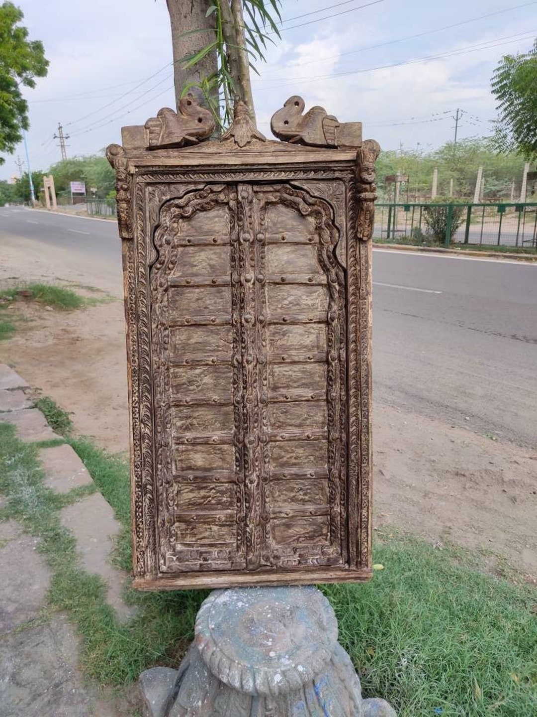 Vintage Carved Wood & Metal Work Ethnic Window/ Handmade Window/antique ...