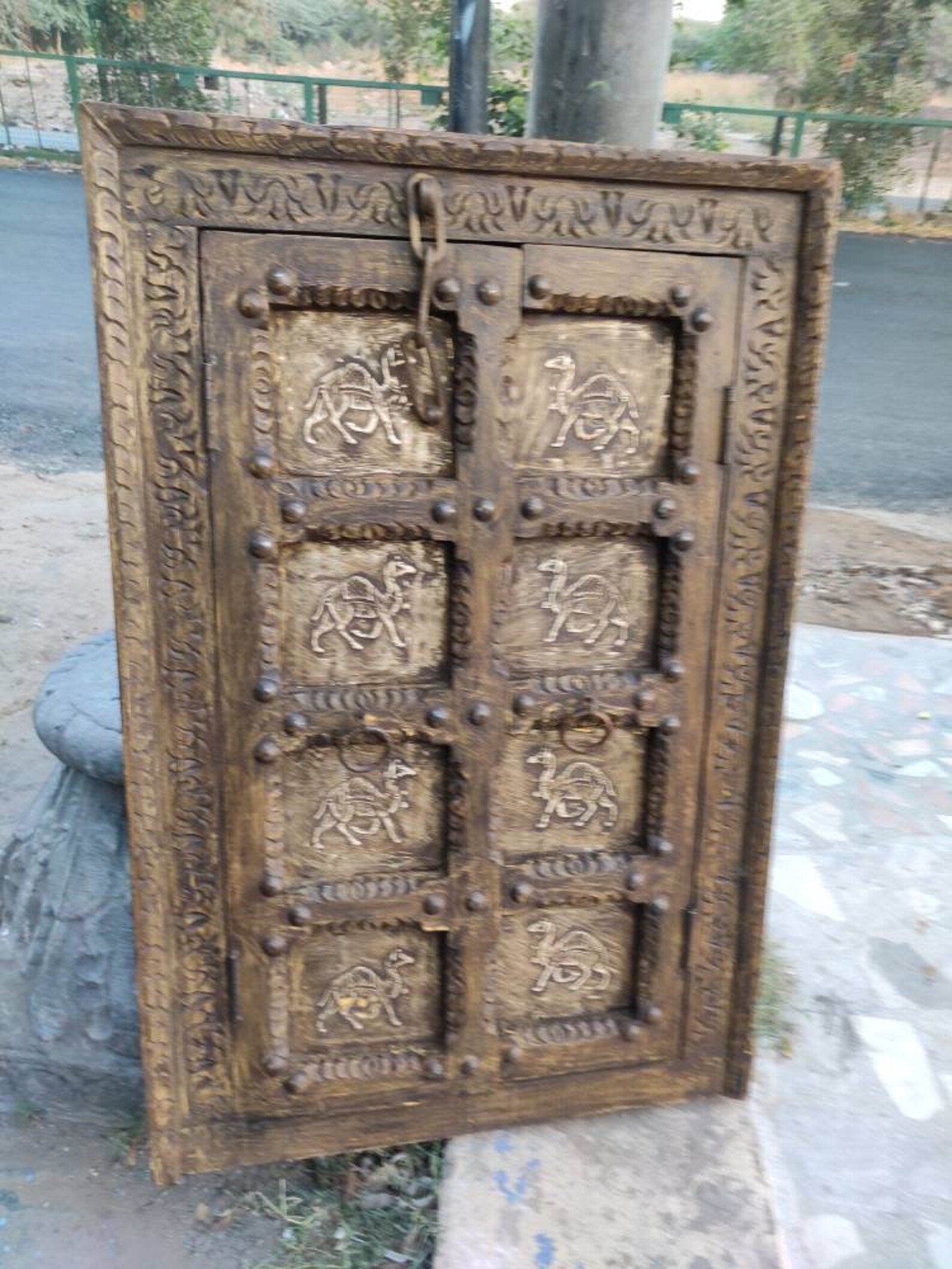 Vintage Carved Wood & Brass Work Window/ Handmade - Etsy