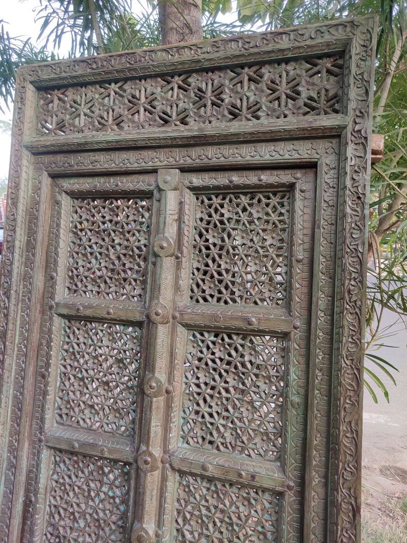 Vintage Carved Wooden Door – Indian Jali Work, Reclaimed Wood Panel - Etsy