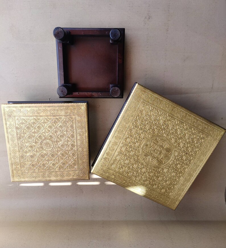 Wooden and Brass Handmade Indian Chowki/wooden Indian Bajot / - Etsy