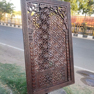 Intricate Jali Frame - Carved Wooden Wall Decor Panel | Indian Unique ...