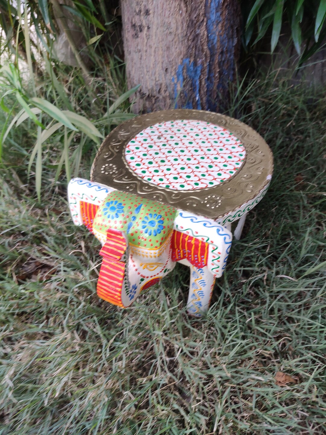 Wooden Elephant Stool, Footstool, Handpainted Stool,miniature ...