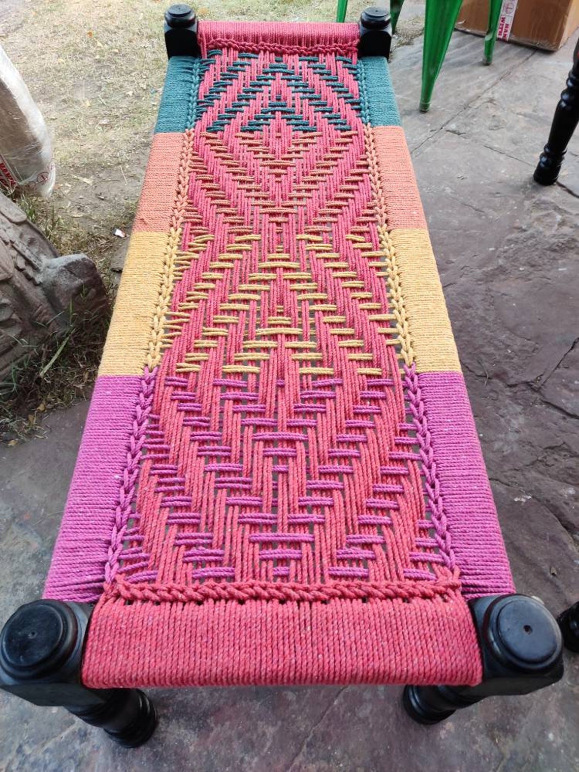 Handmade Wooden Woven Rope Charpai / Day Bed /cotton Rope - Etsy