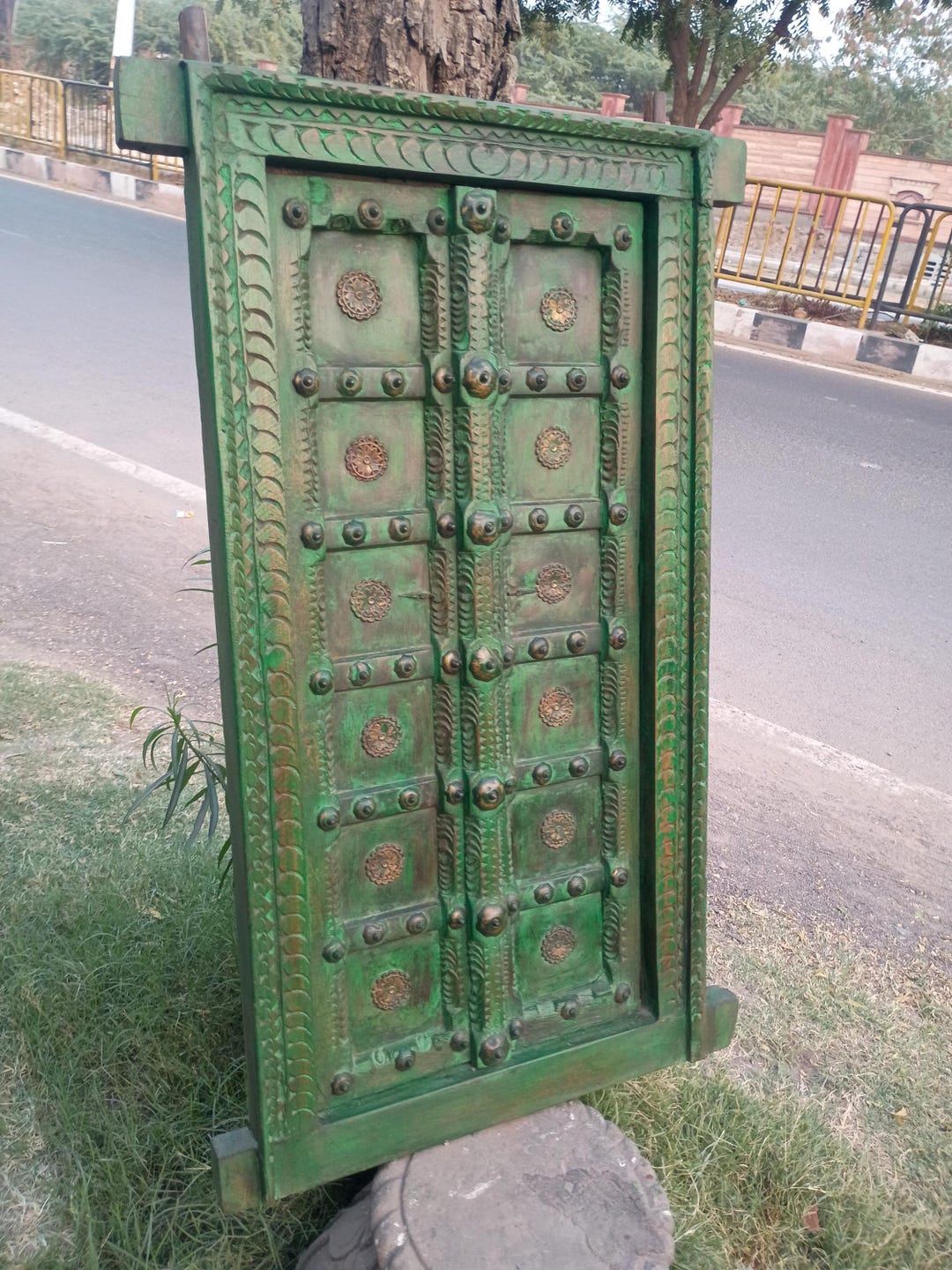 Vintage Carved Teak Window Frame With Brass, Indian Wall Decor - Etsy