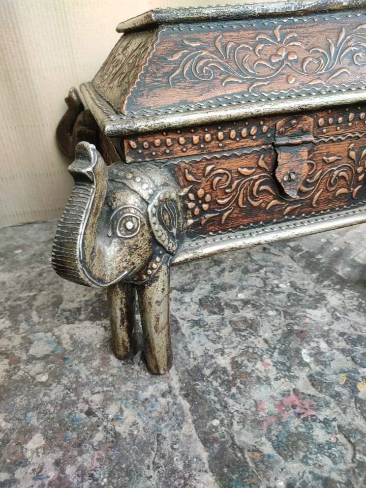Elephant Design Wooden Painted Box/wood Elephant Box/ Home - Etsy