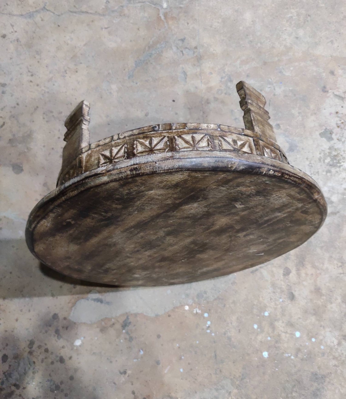 Indian Carved Chakki Table With Wooden Top Carved Chakki | Etsy