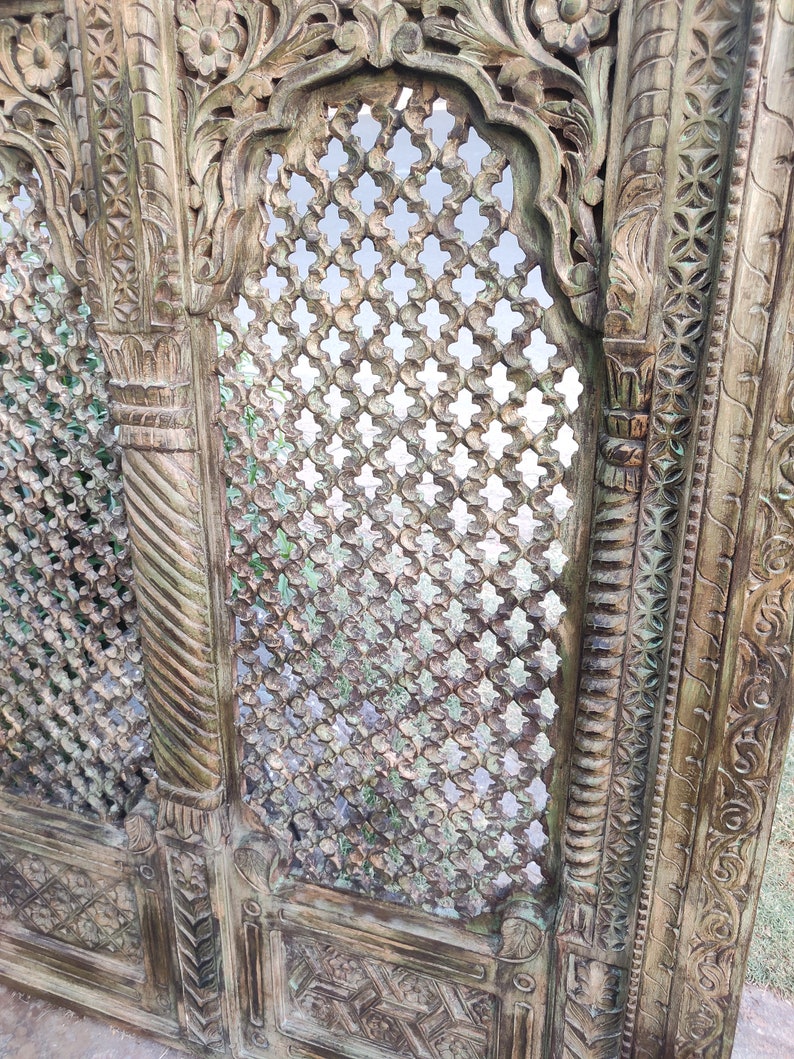 Distressed Mango Wood Carved Wall Panel, Indian Jali Decor - Etsy