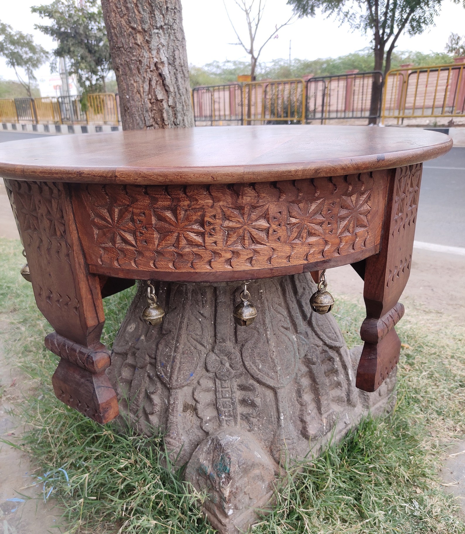 Indian Carved Chakki Coffee Table, Vintage Grinder Table - Etsy