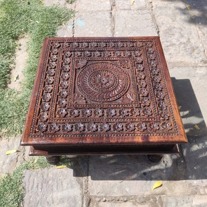 Wooden Vintage Style Handcarved Indian Chowki/home Decor Table/indian ...