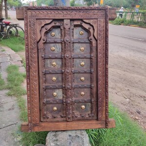 Antique Vintage Style Handcarved Wood & Brass Work Window/handmade ...