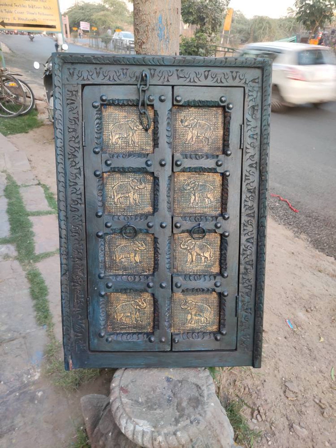 Ethnic Vintage Carved Wood & Brass Work Window/ Handmade Window/window ...