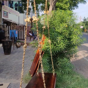 Hand-carved Wooden Jhula Swing – Indian Hanging Oonjal With Brass ...