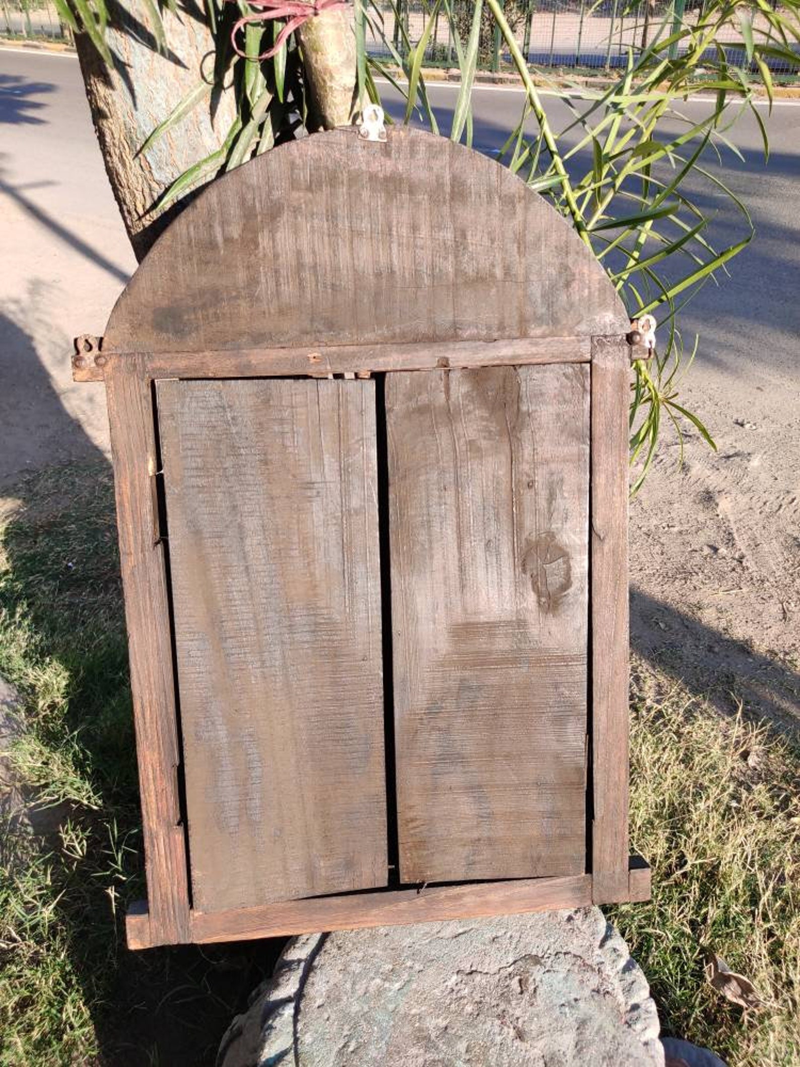 Vintage Wooden Window With Carving and Brass Work/ Distressed | Etsy