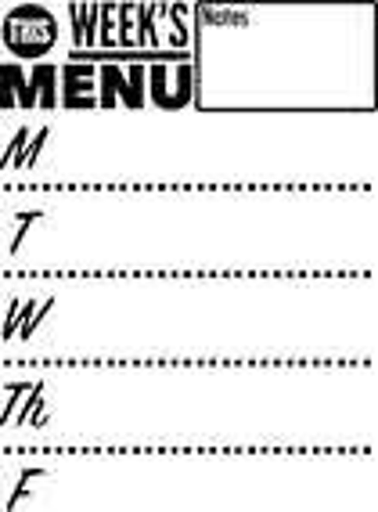 This Week's Menu Cutting File, SVG, Silhouette, Cricut, HTV, Vinyl ...